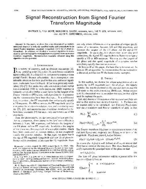 Pdf Signal Reconstruction From Signed Fourier Transform Magnitude