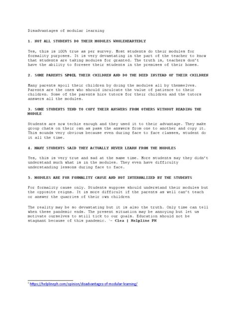Disadvantages Of Modular Learning Pdf Teachers Modularity