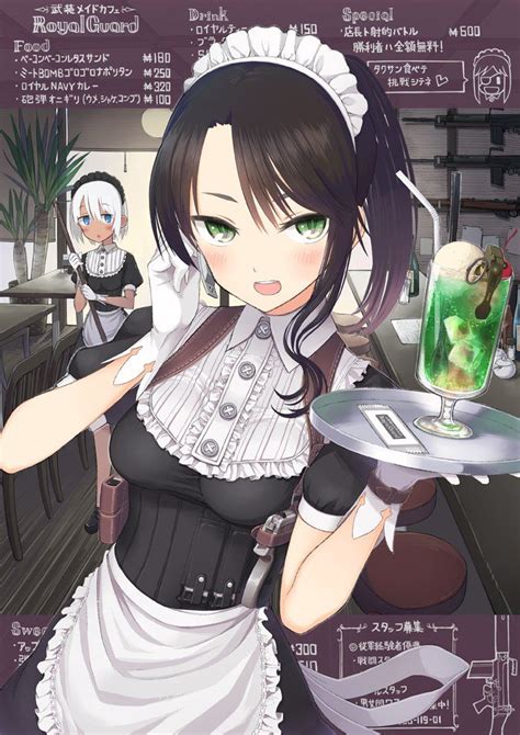 Anime Art~♡ Meido Maid Cafe Maid Uniform Restaurant Waitress Dress Ruffles Frills