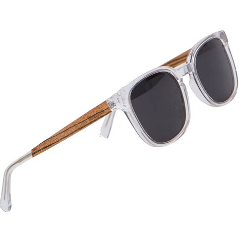 Woodies Clear Acetate Sunglasses With Polarized Lens In Wood Display B