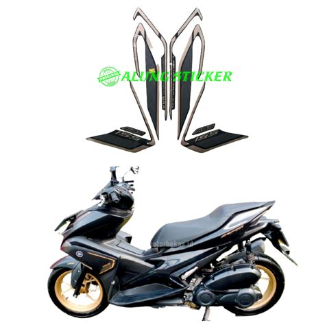 STIKER STRIPING LIS LES BODY MOTOR YAMAHA AEROX VVA TAHUN R WARNA FULL HITAM SET