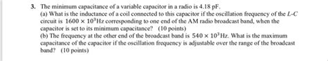 Solved 3 The Minimum Capacitance Of A Variable Capacitor In