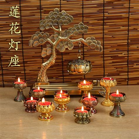 蓮花燈座 金屬傢用酥油蠟燭臺 佛前擺件 供佛香具 佛具用品 兩用長明燈 矮腳燈座 蝦皮購物