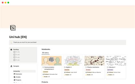 Uni Hub Notion Template