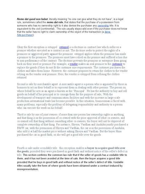 Nemo Dat Quod Non Habet Pdf Justice Civil Law Common Law