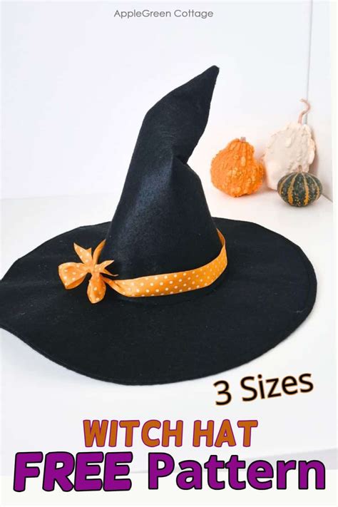 Diy Witch Hat Pattern In 3 Sizes Applegreen Cottage