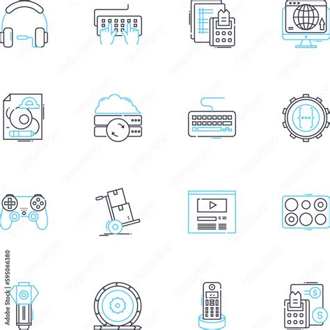 Grafika Wektorowa Stock Machine Data Linear Icons Set Logs Metrics