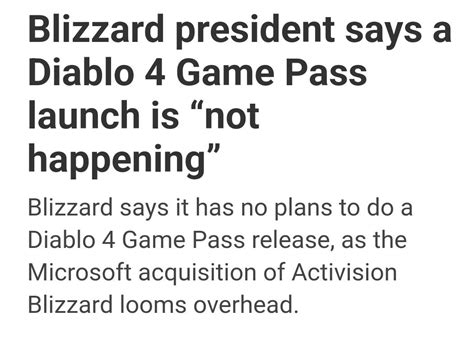 Diablo 4 Wont Be Coming To Gamepass Anytime Soon Rdiablo4