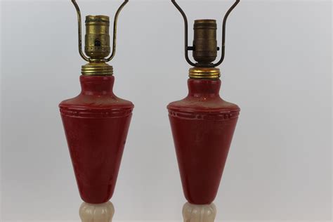 Lot Pair Of Aladdin Alacite Electric Table Lamps