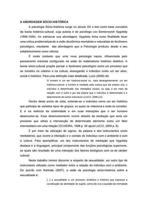 Abordagem sócio histórica e Sexualidade feminina A ABORDAGEM SÓCIO