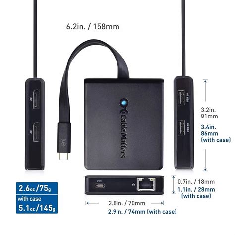Cable Matters Dual 4K 60Hz Monitor USB C Hub With DisplayPort 1 4 Model Name Number 201355 BLK