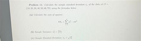 Solved Problem Calculate The Sample Standard Deviation Chegg