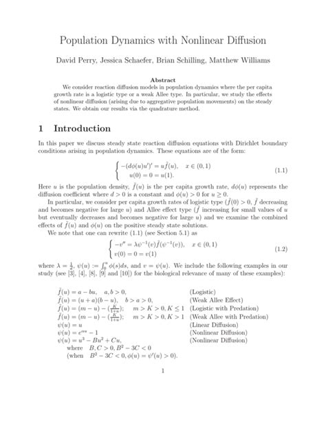 Population Dynamics With Nonlinear Diffusion