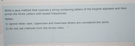 solved write a java method that receives a string containing