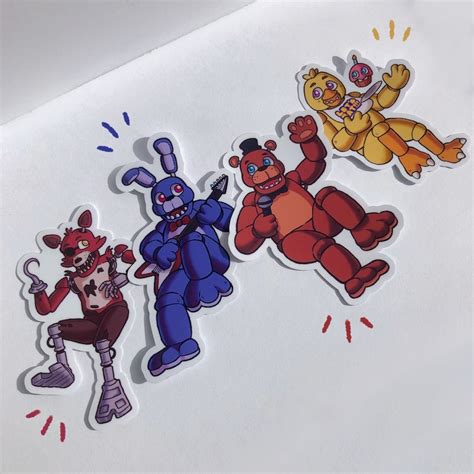 Fnaf 1 Sticker Pack Freddy Bonnie Chica Foxy Five Nights Etsy