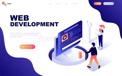 Modern Flat Design Isometric Concept Of Web Development Decorated People Character For Website