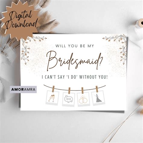 Printable Bridesmaid Proposal Maid Of Honor Card Amor Amra