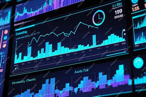 Closeup Of A Futuristic Data Analytics Dashboard With Glowing Blue Charts And Graphs On A