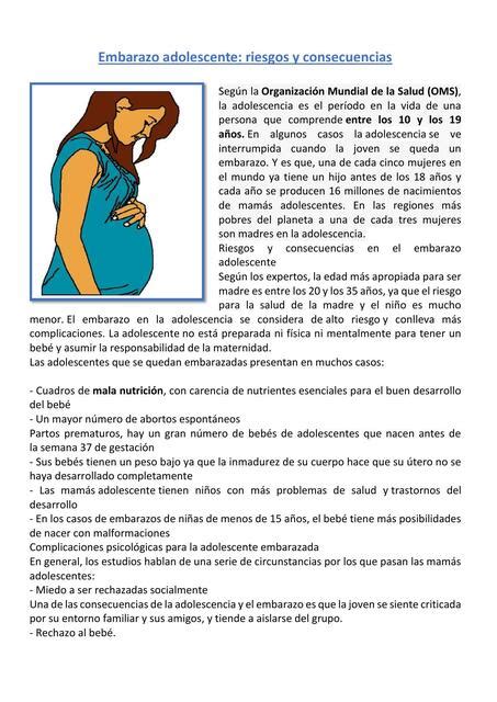 Embarazo Adolescente Riesgos Y Consecuencias Osv Sandovaldera Udocz
