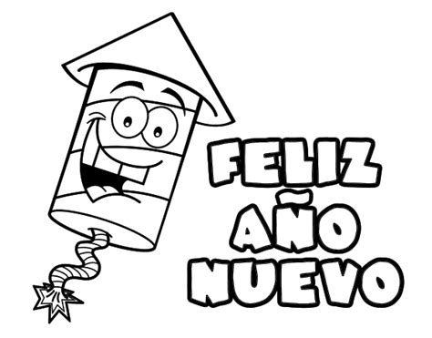 Felíz Año Nuevo para pintar y compartir Colorear imágenes
