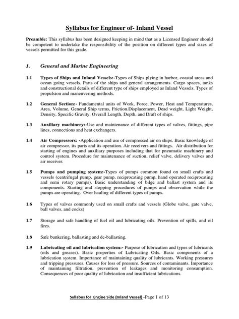 Class 4 Engine Syllabus All Grades Pdf Pdf Pump Ships