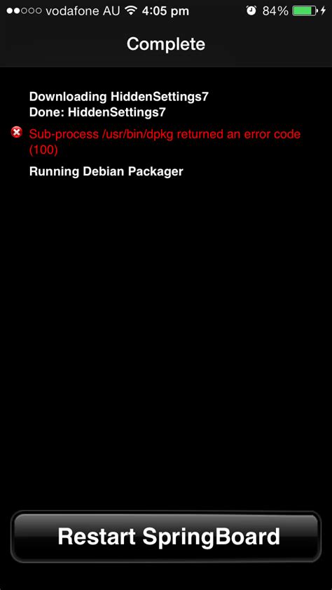 Help Sub Process Usrbindpkg Returned An Error Code 100 Rjailbreak