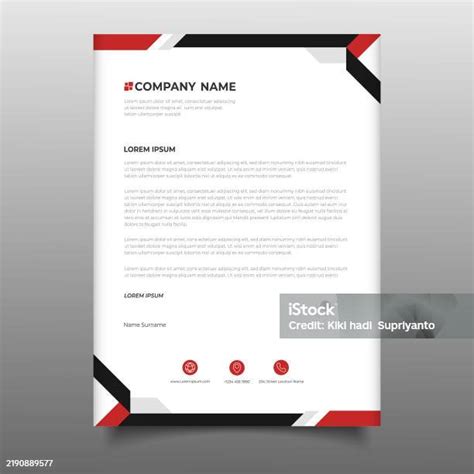 Desain Template Sampul Surat Merah Bisnis A4 Perusahaan Korporat Kop Surat Dengan Desain