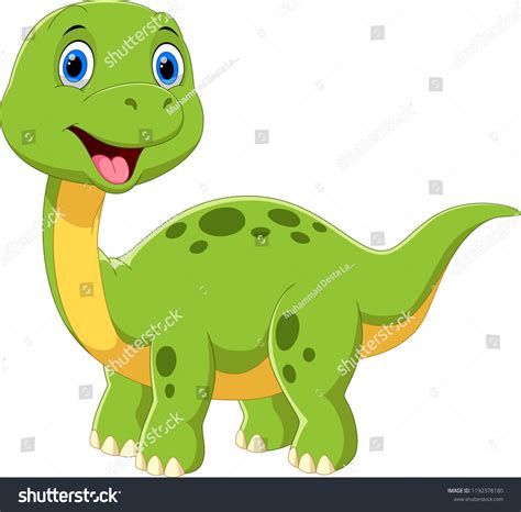 Cute Baby Brontosaurus Cartoon vector de stock libre de regalías