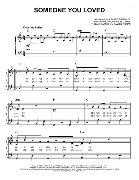 Lewis Capaldi Someone You Loved Sheet Music Notes Download
