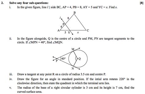 Education Board Question Paper July Geometry