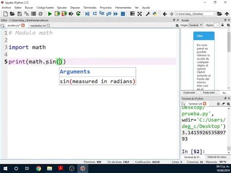 añadir la librería math en python concentra