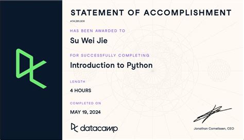 Su Wei Jie On Linkedin Python Programming Datacamp Techskills Softwaredevelopment