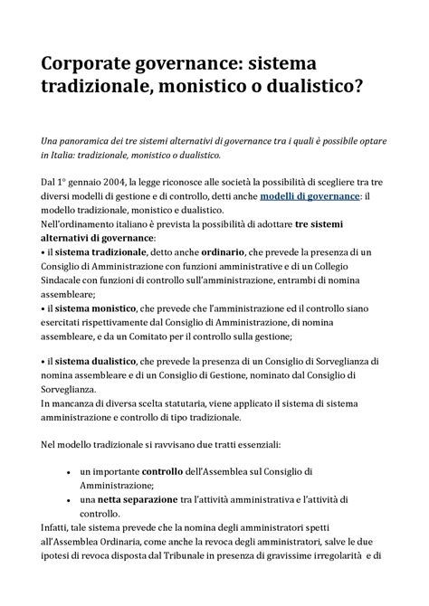 Corporate Governance Docsity