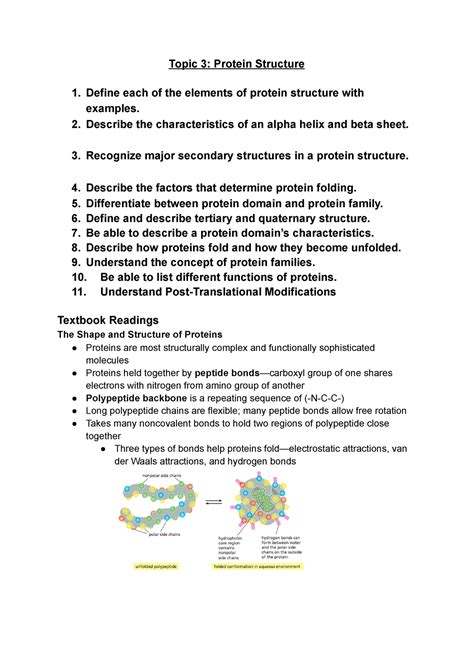 Topic Protein Structure Biology F G Uwo Studocu