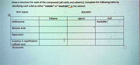 solved text draw structure for each of the compounds all solids and