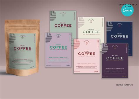 Editable Coffee Label Template For Canva Printable Coffee Bag Label