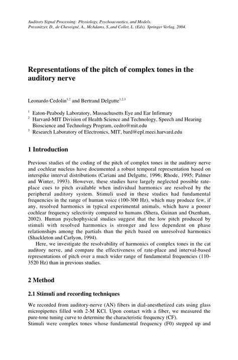 PDF Auditory Signal Processing