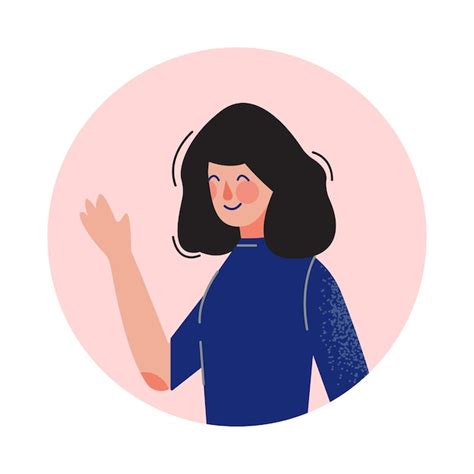Premium Vector Brunette Girl Looking Out Of Round Frame Teenager