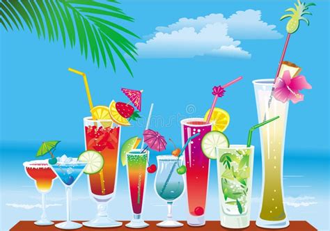 Cocktails Auf Dem Strand Vektor Abbildung Illustration Von Scheibe