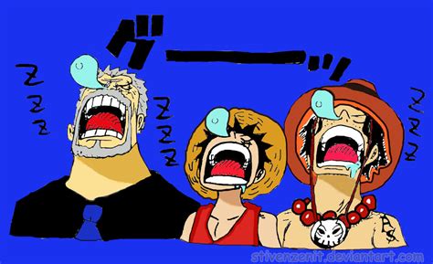Luffy Garp Ace Sleep One Piece By Stivenzenit On Deviantart