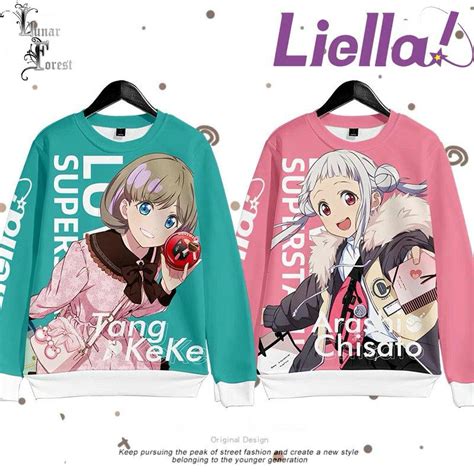 러브 라이브 슈퍼 스타 3d 인쇄 티셔츠 패션 라운드 넥 긴 소매 인기있는 일본 애니메이션 Streetwear 플러스 크기