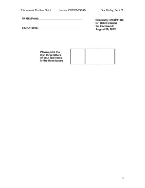 Fillable Online Iverson Cm Utexas Homework Problem Set 1 Iverson CH320M