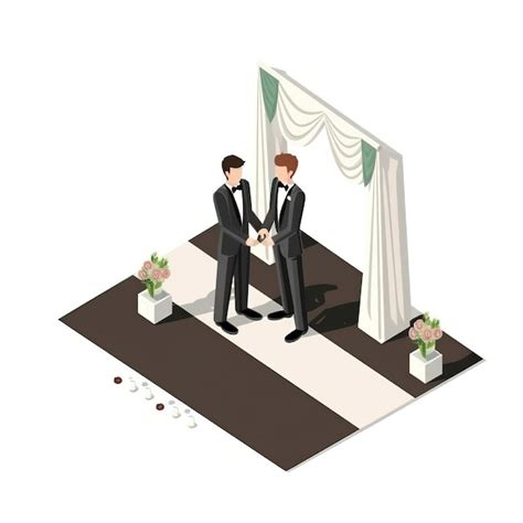 Premium Photo Isometric Vector Samesex Wedding On White Background