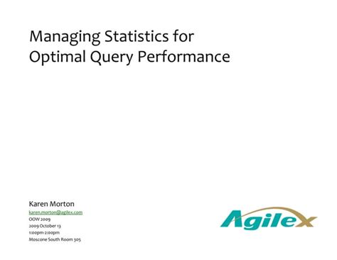 managing statistics for optimal query performance ppt