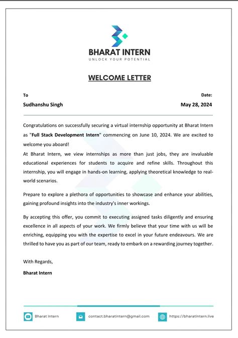 Sudhanshu Singh On Linkedin Bharat Intern Thank You