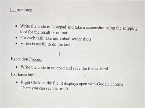 Solved Write The Code In Notepad And Take A Screenshot Chegg