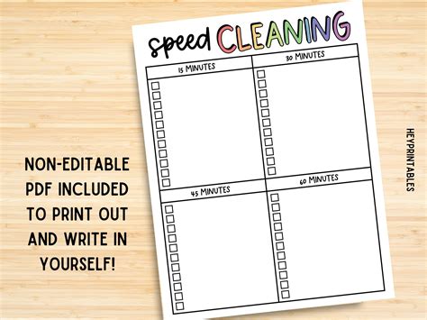 Speed Cleaning Checklist Printable Speed Cleaning Checklist Power