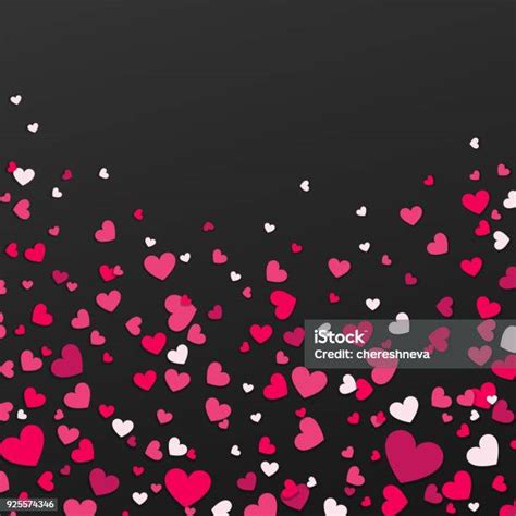 심장 색종이 함께 화려한 배경입니다 발렌타인 데이 인사말 카드 또는 결혼식 초대 배경 파티 디자인 평면 스타일 벡터 일러스트 레이 션 만화 결혼식에 대한 스톡 벡터 아트 및