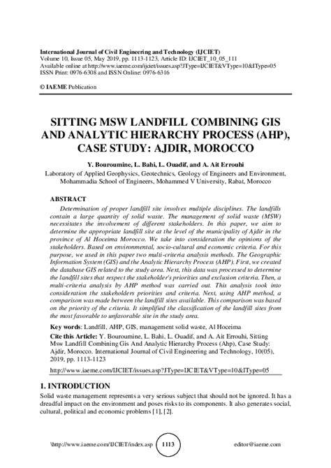 Pdf Sitting Msw Landfill Combining Gis And Analytic Hierarchy Process