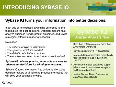 PPT Sybase IQ Changing The Game For Extreme Analytics PowerPoint Presentation ID 388915